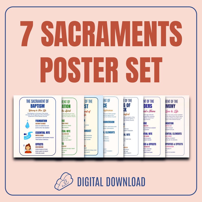 Seven Sacraments Infographic Posters Bundle | Catholic Homeschool ...