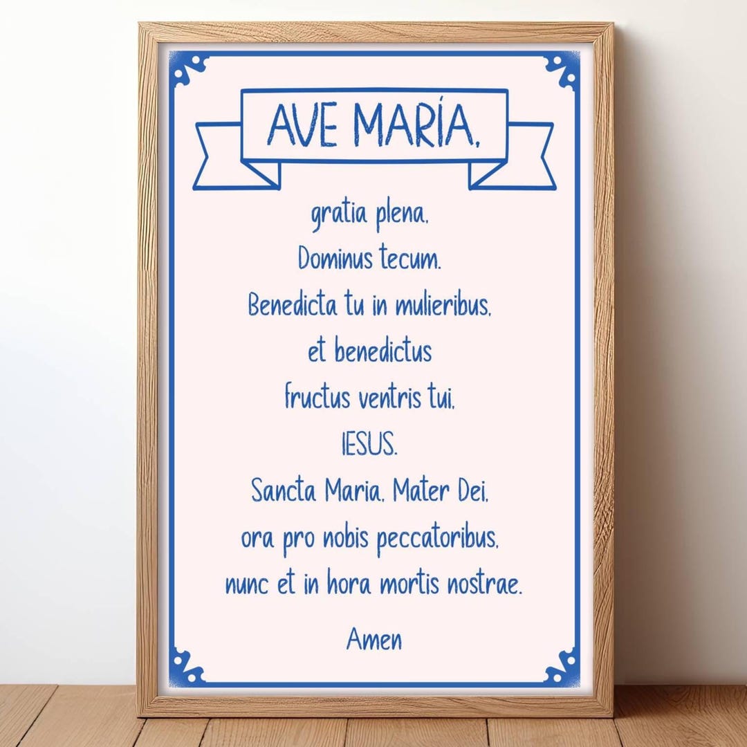 Ave María Latin Prayer Poster - Catholic Home Wall Art Decor - Etsy