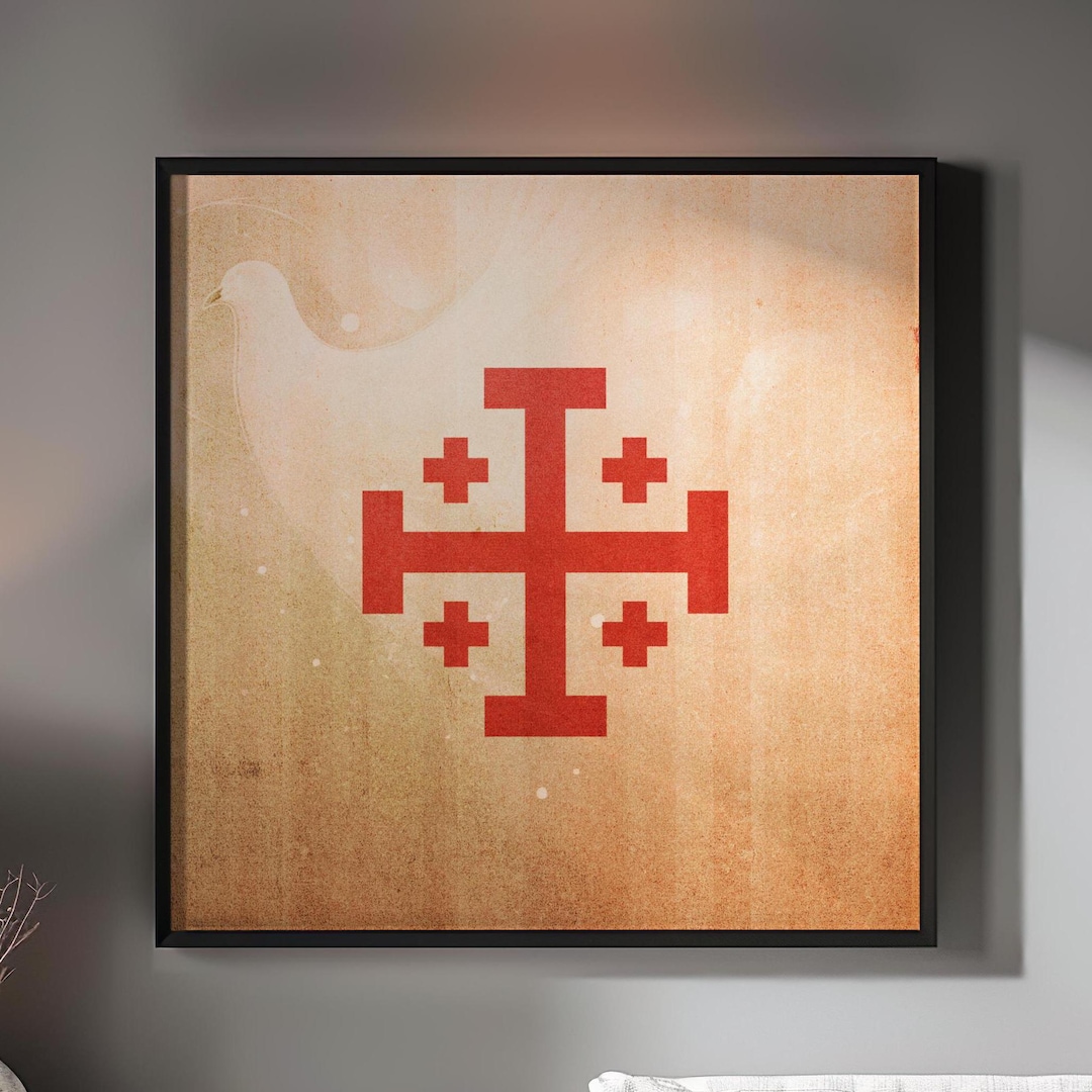 Jerusalem Cross Symbol Christian Wall Art - Crusades Jesus Christ Red ...