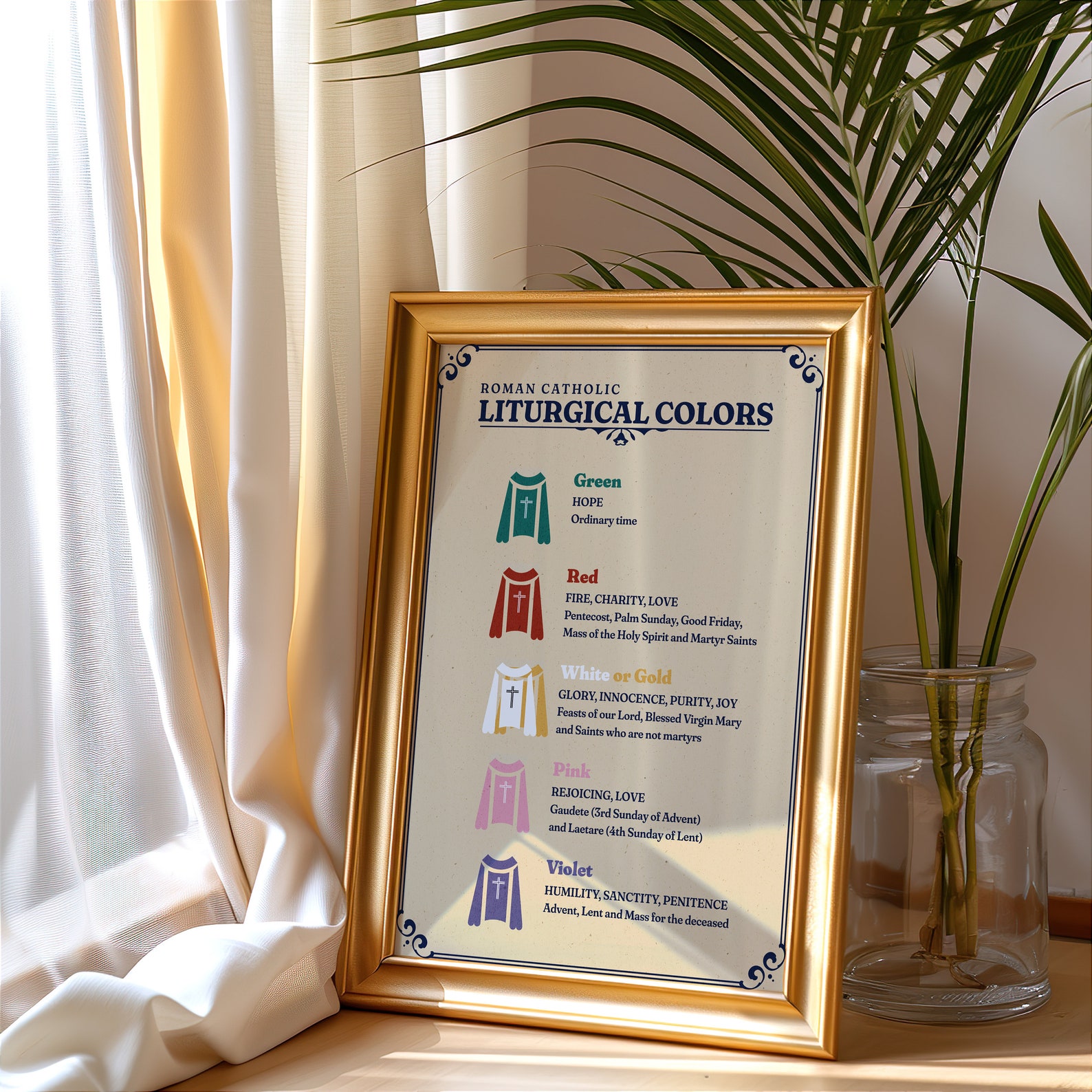 Liturgical Colors Catholic Poster: Vestment Chart, Classroom Decor ...
