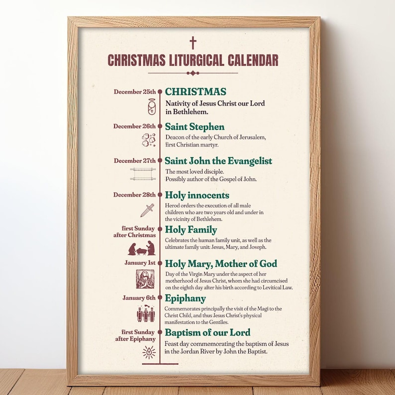 Printable Christmas Liturgical Calendar, Nativity of Jesus Christian ...