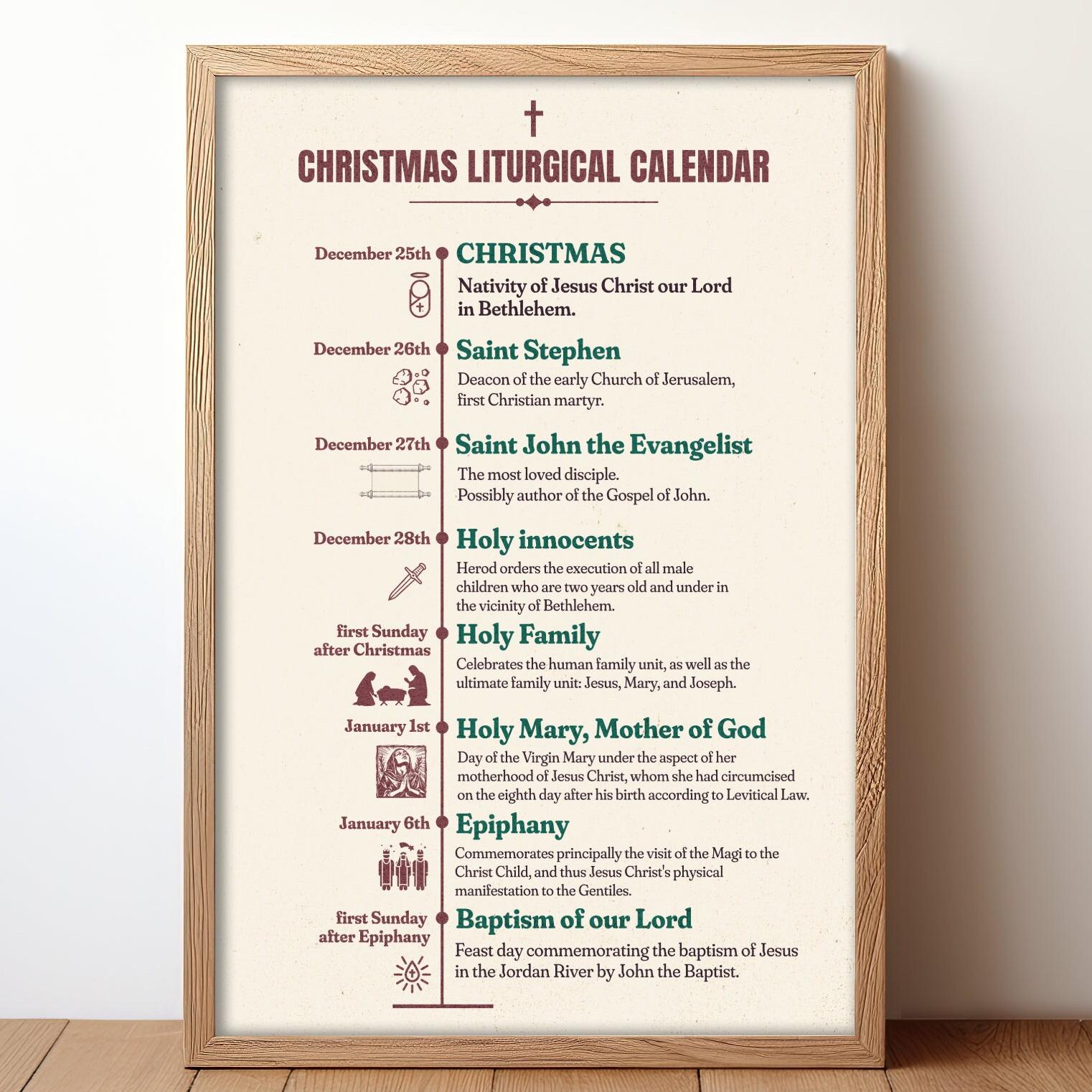 Printable Christmas Liturgical Calendar - Nativity of Jesus Christian ...