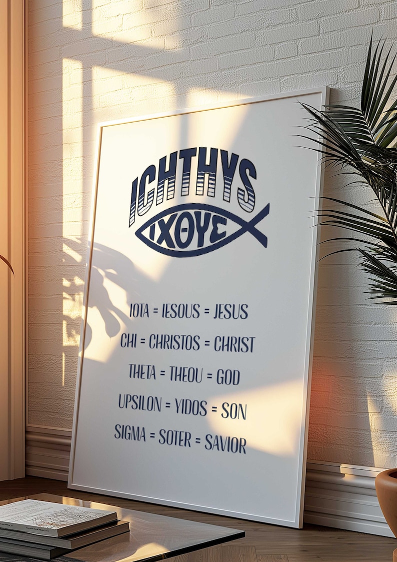 Ichthys Christian Symbol Print: Religious Educational Poster (digital ...