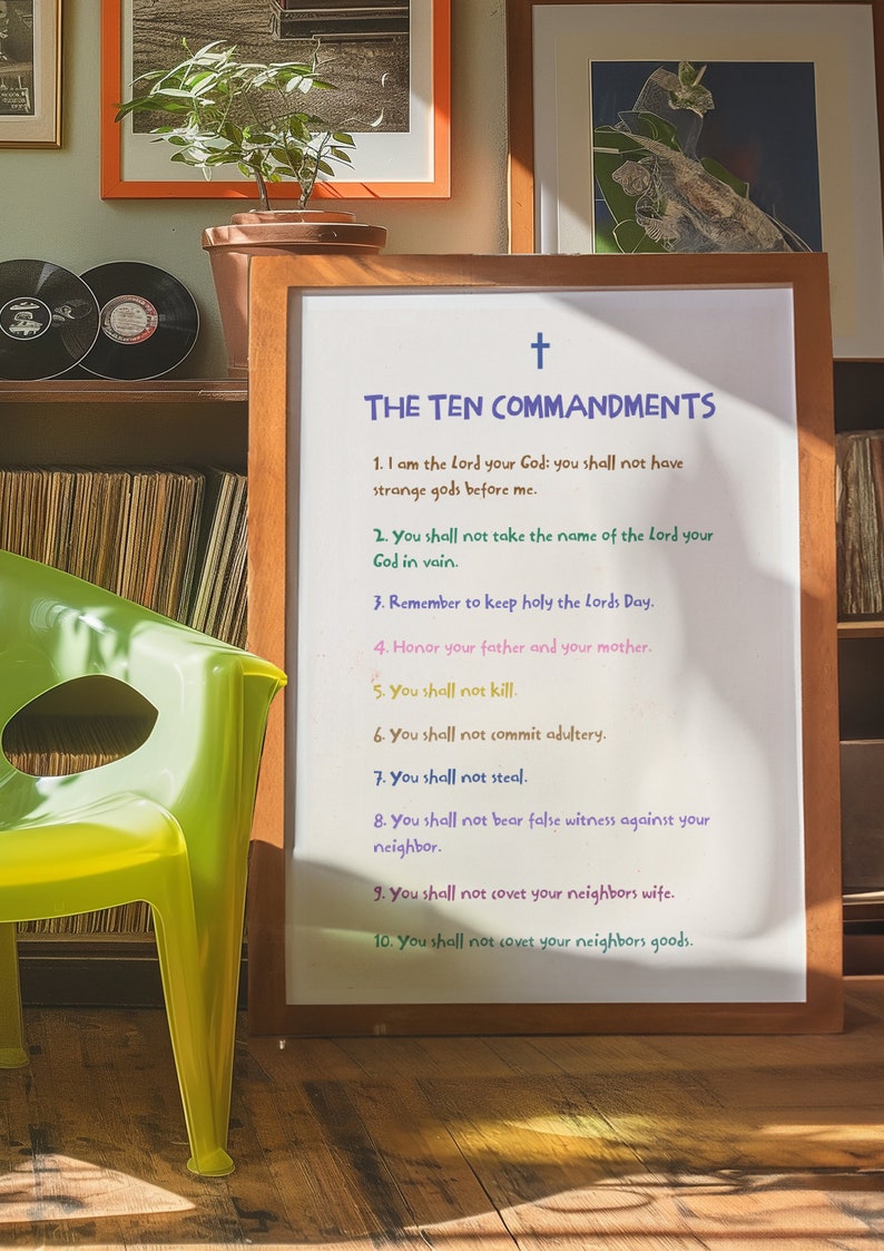 Ten Commandments for Kids Poster - Educational Catholic Wall Art ...