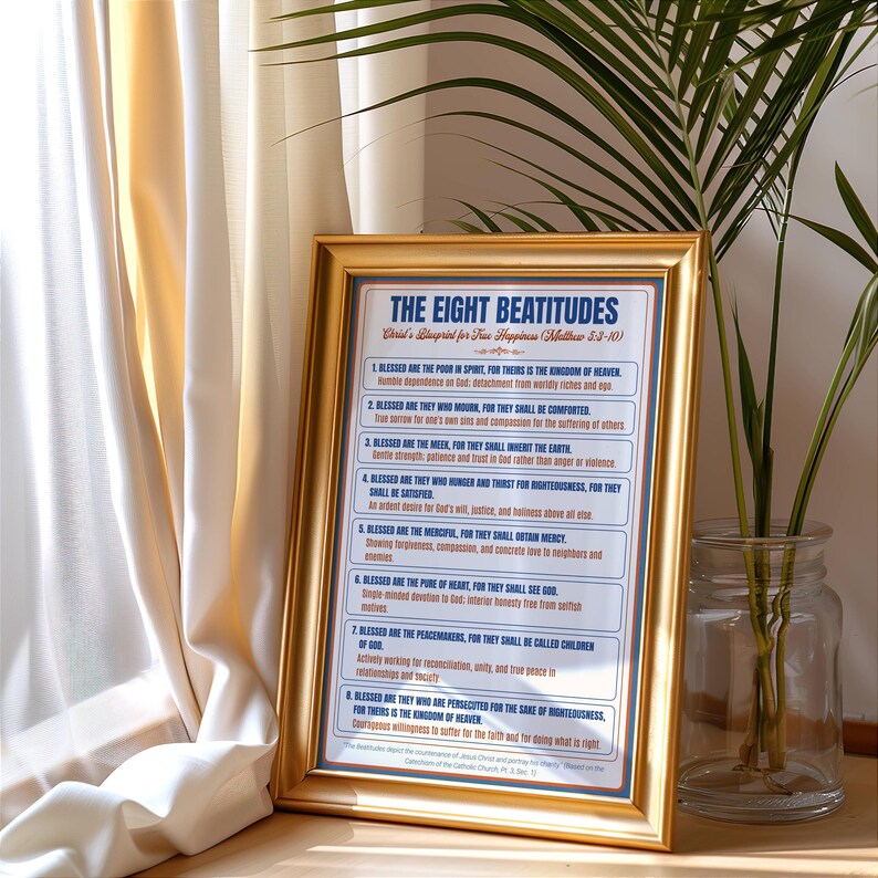 The Eight Beatitudes Guide Poster: Sermon on the Mount Chart (digital ...