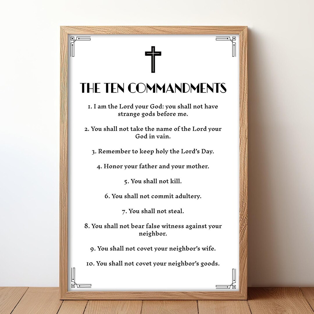The Ten Commandments Printable Poster - Biblical Didactic Wall Art ...