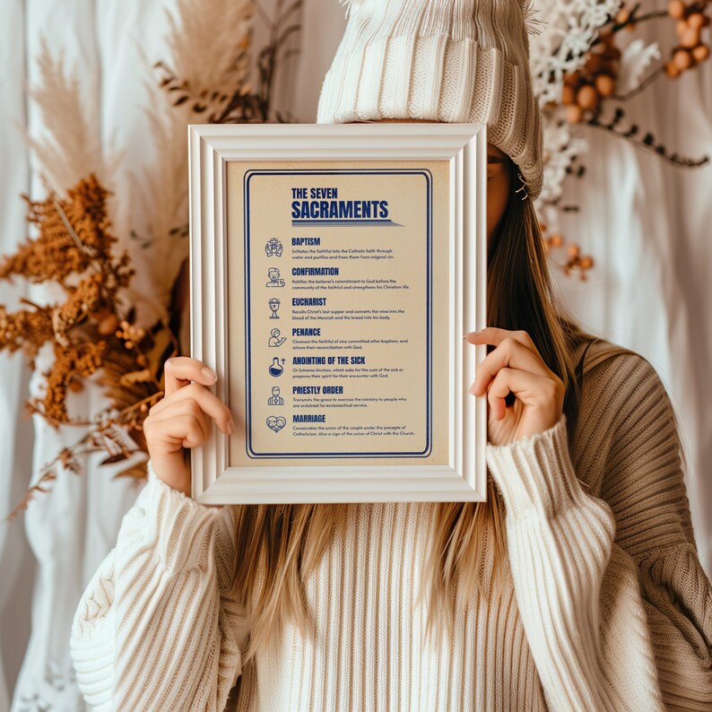 Catholic Sacraments Info Graphic Poster Educational Christian Print ...