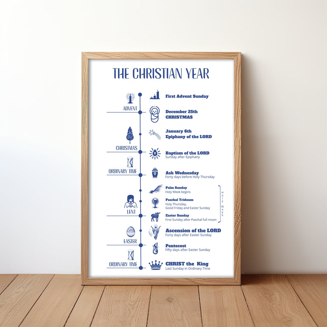 Calendario litúrgico católico imprimible Impresión del año cristiano ...