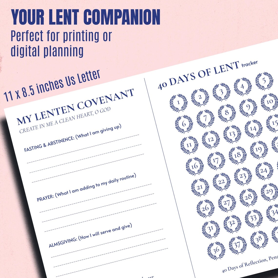 Lenten 40 Day Tracker Printable: Catholic Lent Prayer & Fasting Journal ...