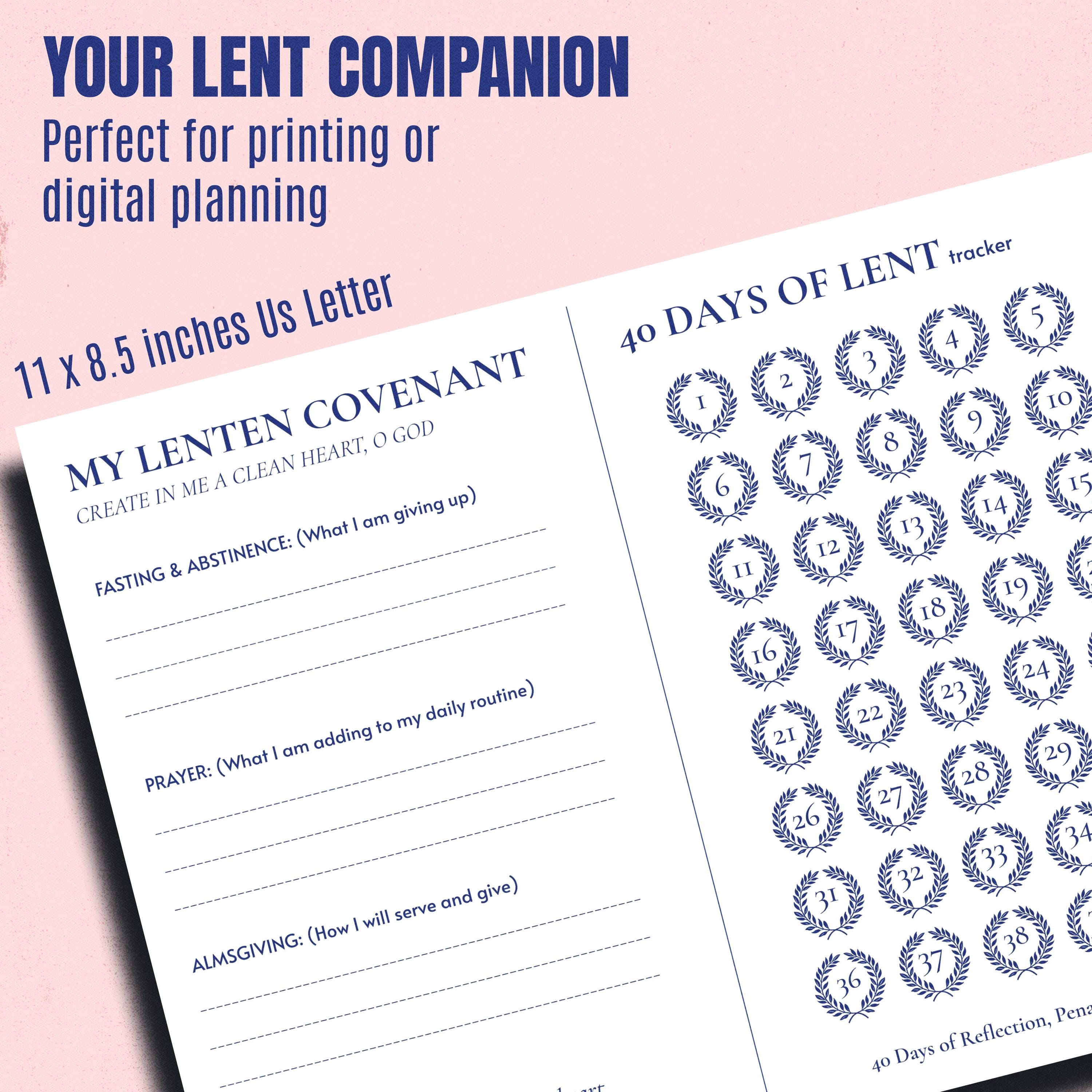 Lenten 40 Day Tracker Printable: Catholic Lent Prayer & Fasting Journal ...