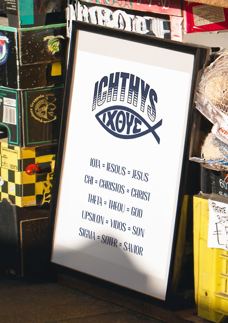 Ichthys Christian Symbol Print: Religious Educational Poster (digital ...
