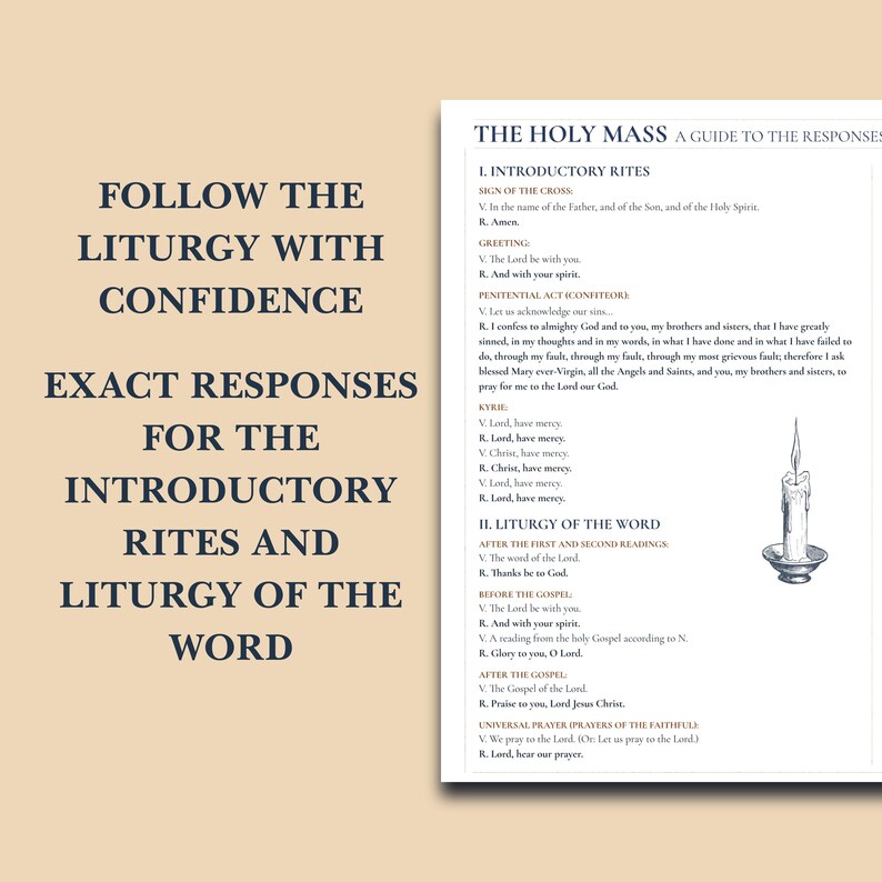 Catholic Mass Responses Guide: Us Letter PDF (digital Download) - Etsy
