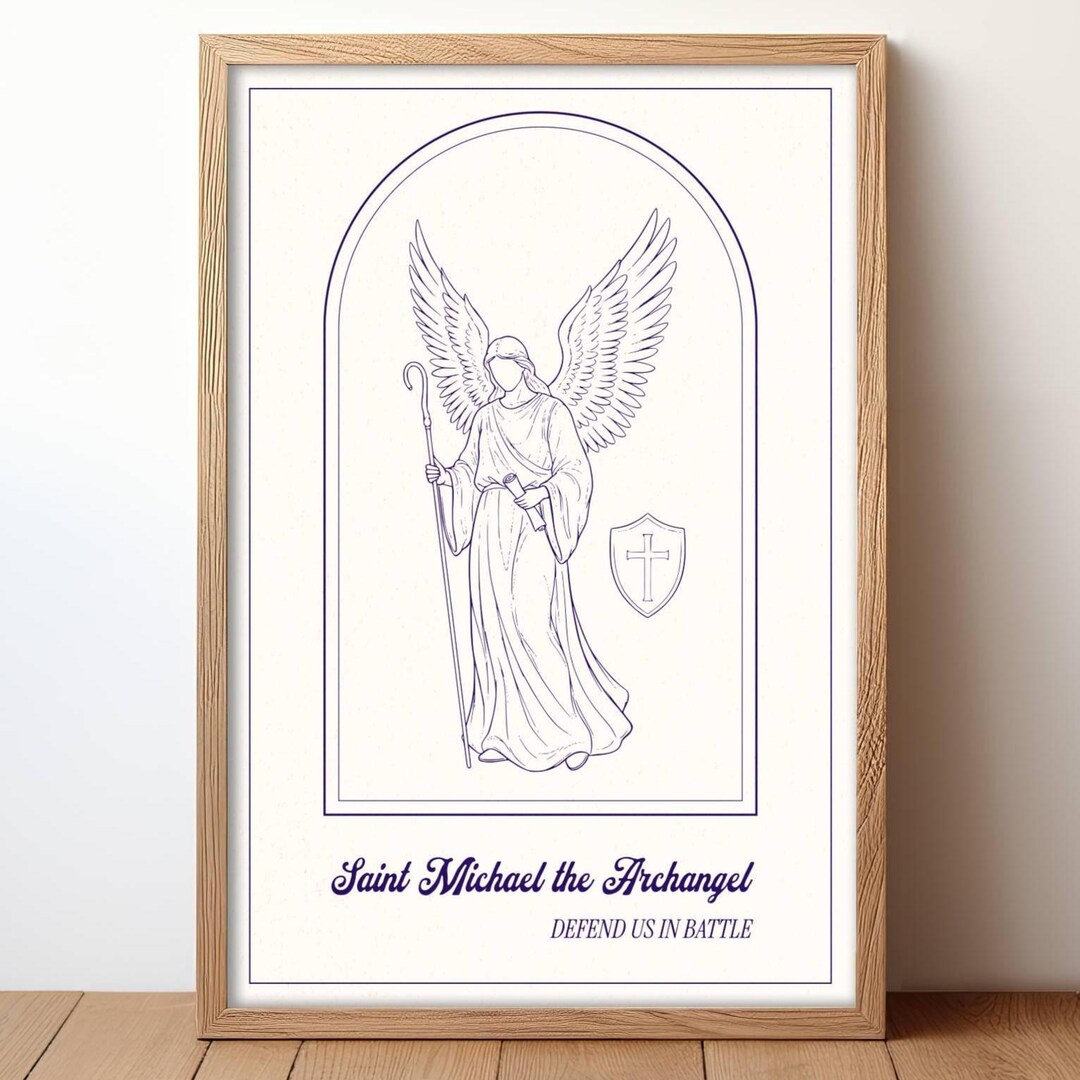 Saint Michael Archangel Digital Poster | Defend Us in Battle Catholic ...