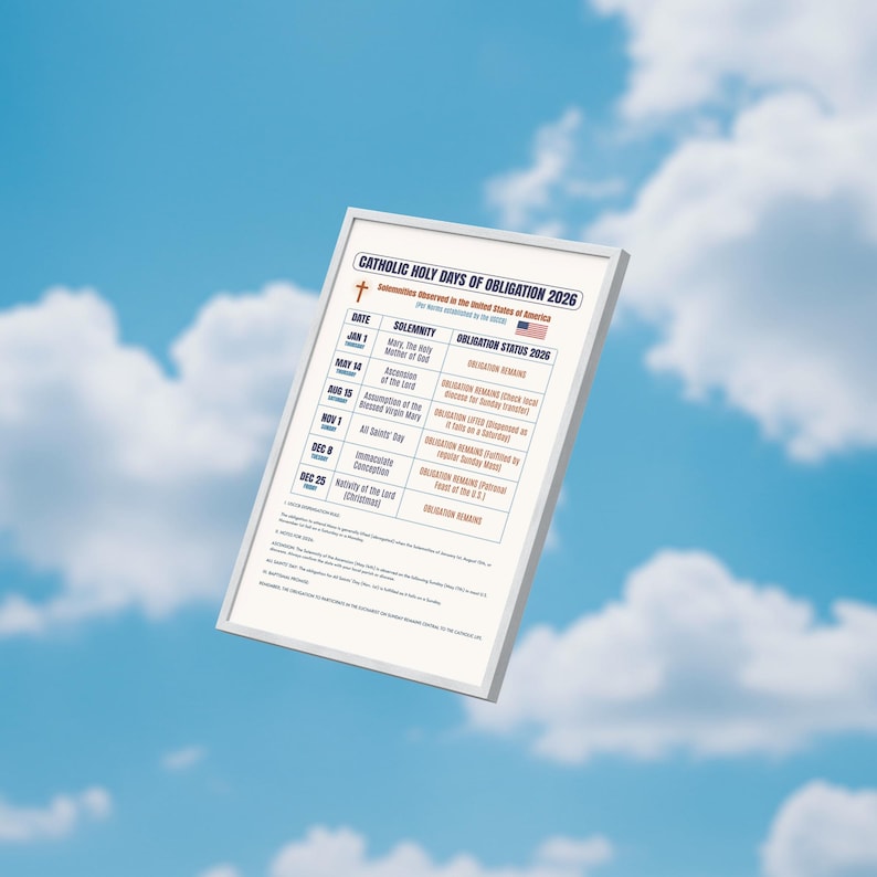 Catholic Holy Days of Obligation 2026 Poster: Based on USCCB Norms ...