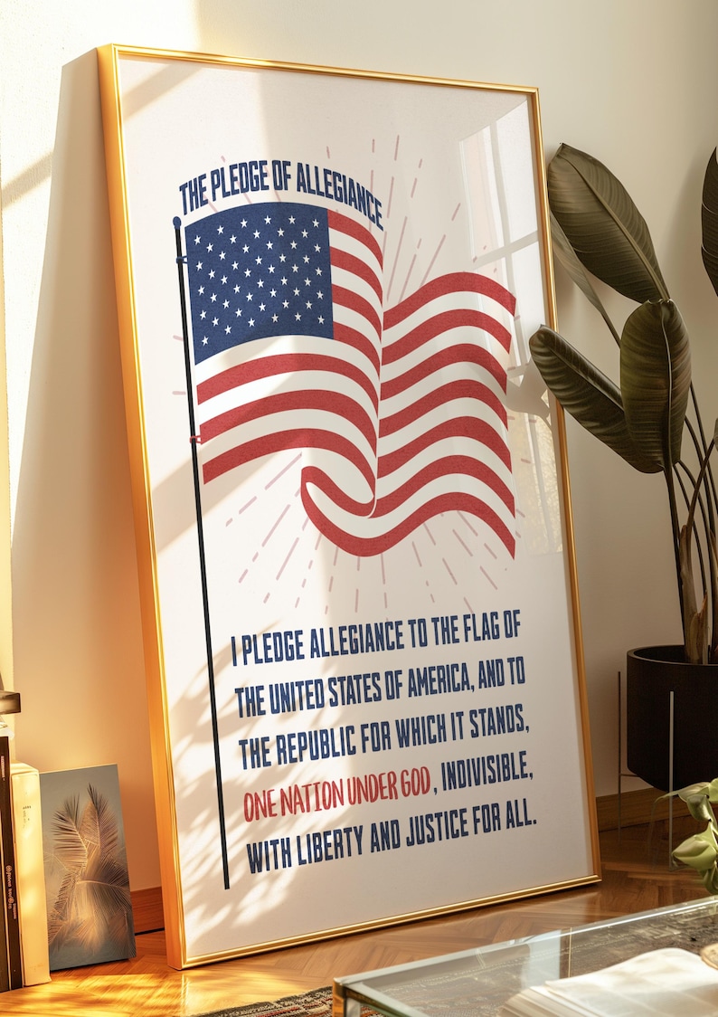 One Nation Under God Printable Poster, Pledge of Allegiance United ...