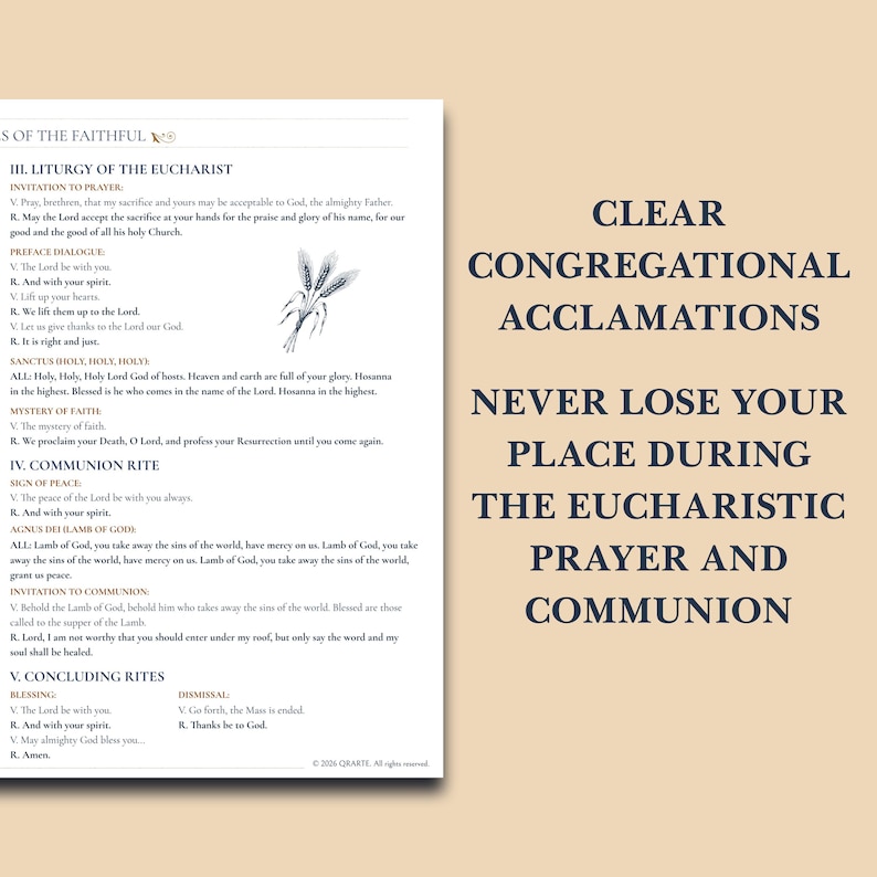 Catholic Mass Responses Guide: Us Letter PDF (digital Download) - Etsy