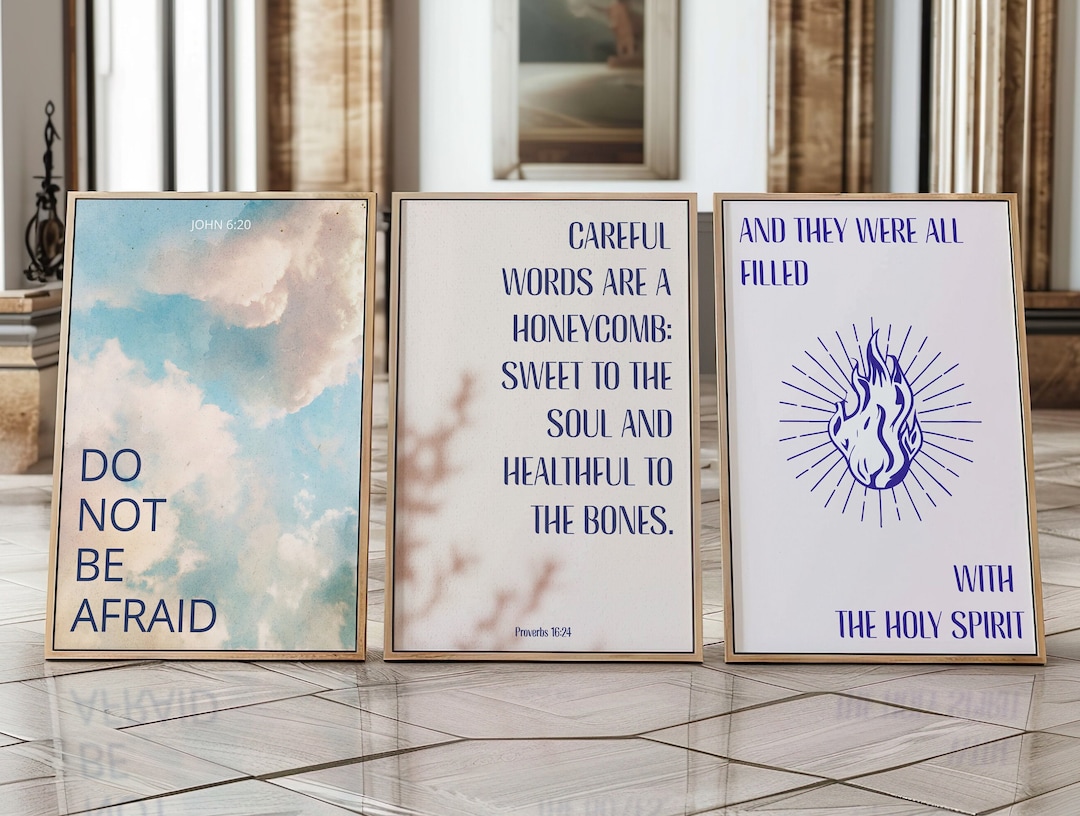 Three Bible Quotes Posters Bundle - Modern Christian Printable Wall Art ...