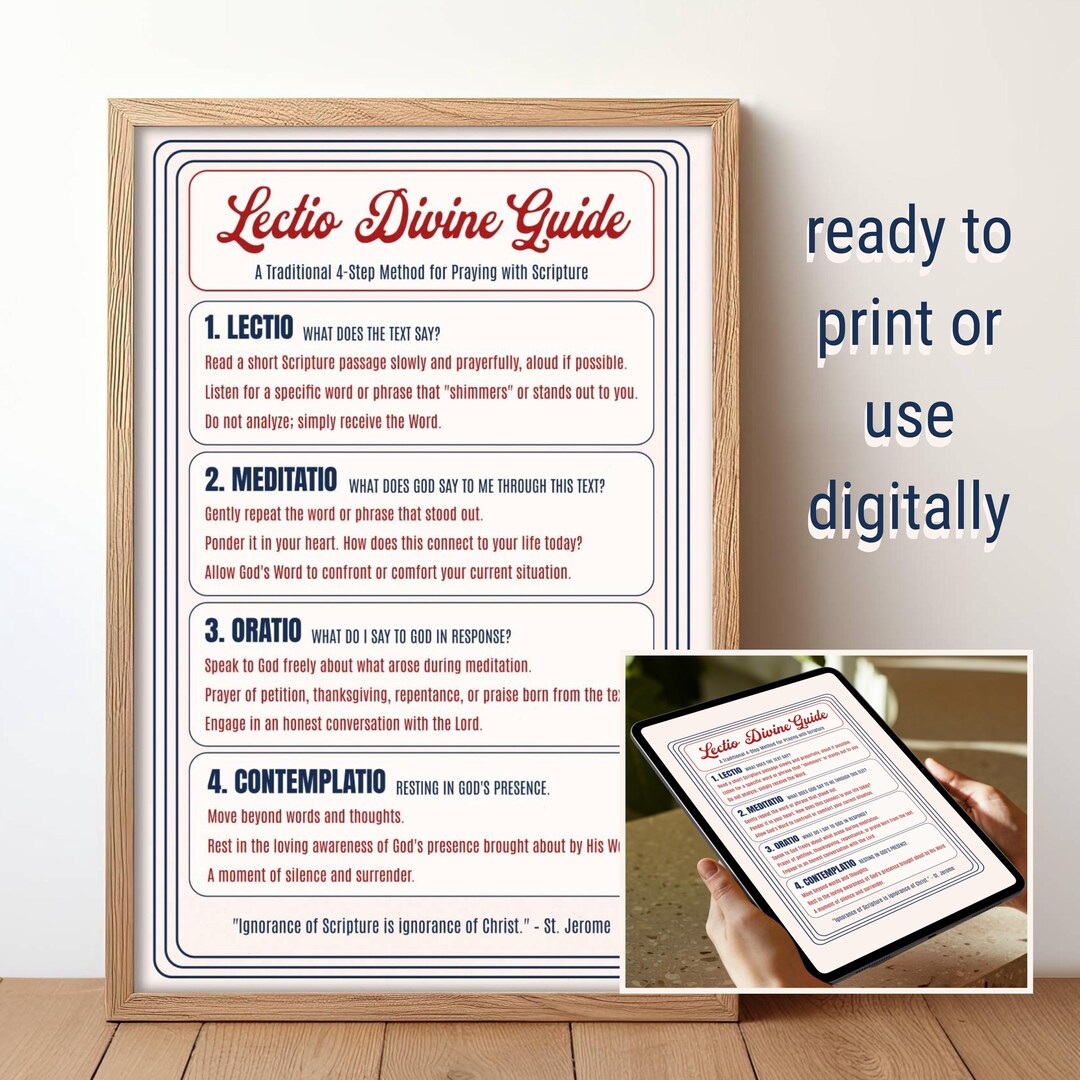 Lectio Divina Guide Poster: Catholic Scripture Prayer Chart (digital ...