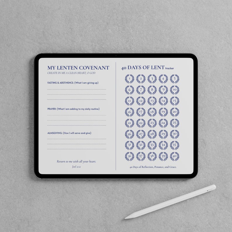 Lenten 40 Day Tracker Printable: Catholic Lent Prayer & Fasting Journal ...