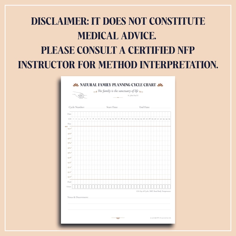 Natural Family Planning Tracker for Women, Catholic Fertility Chart ...