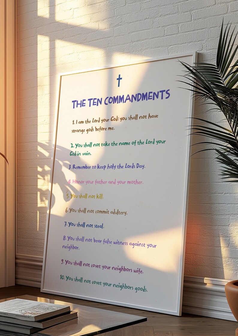 Ten Commandments for Kids Poster - Educational Catholic Wall Art - Etsy