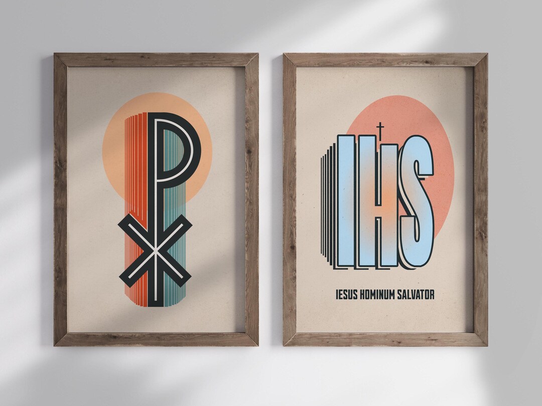 Chi Rho and IHS Christograms Poster Set - Modern Jesus Monogram Prints ...