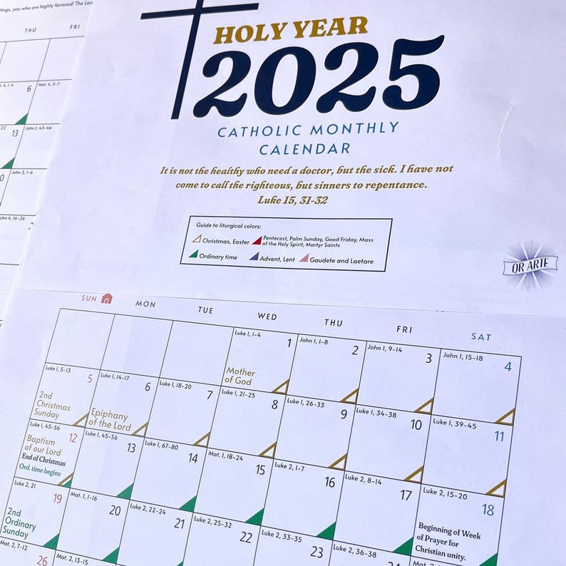 Calendario litúrgico mensual católico 2025 en formato PDF imprimible ...