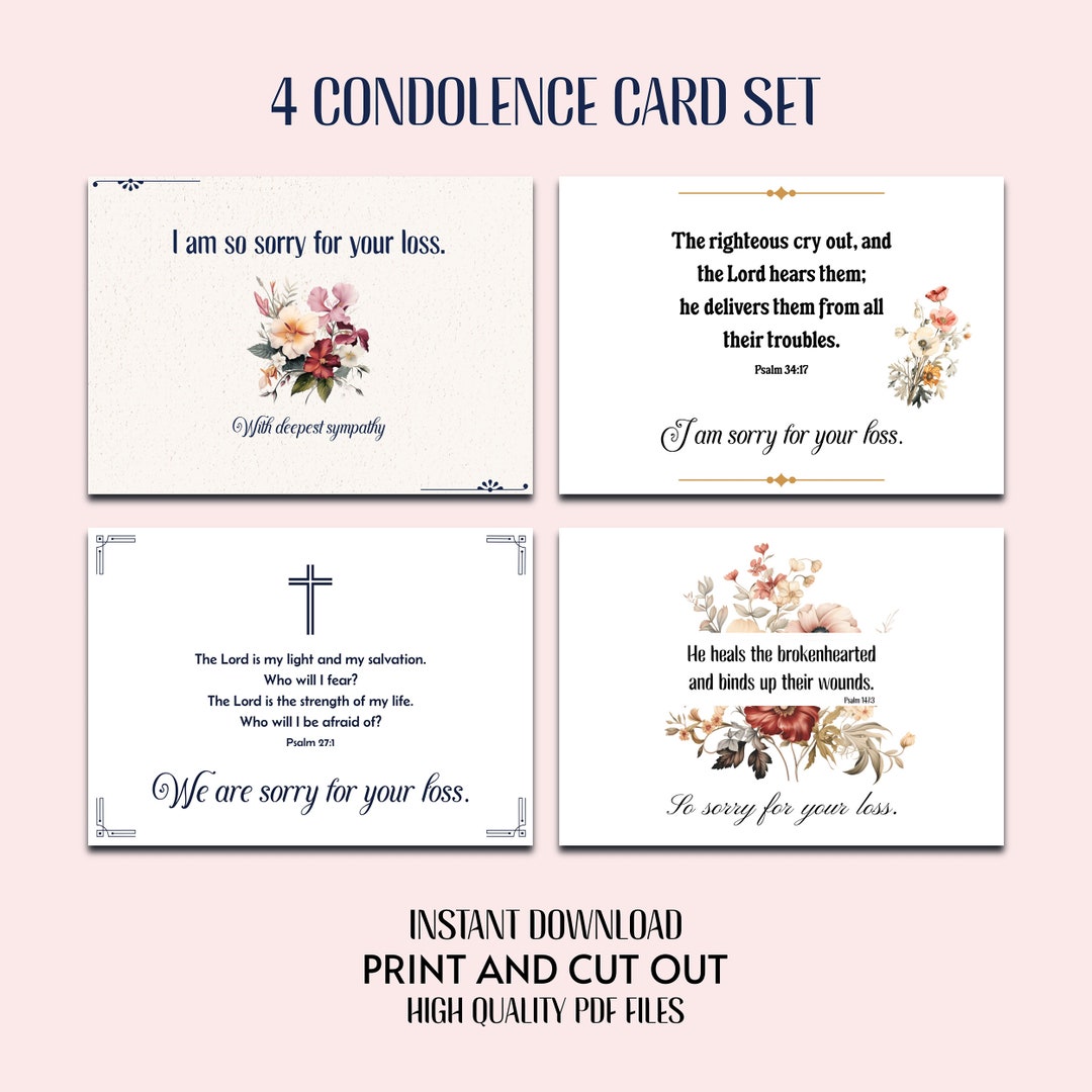 Condolence Message Christian Cards Bundle Religious Printable Sympathy ...
