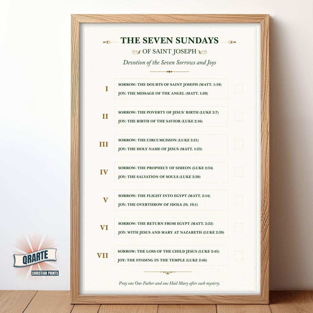 Seven Sundays of St Joseph Devotion Printable: Sorrows and Joys Tracker ...