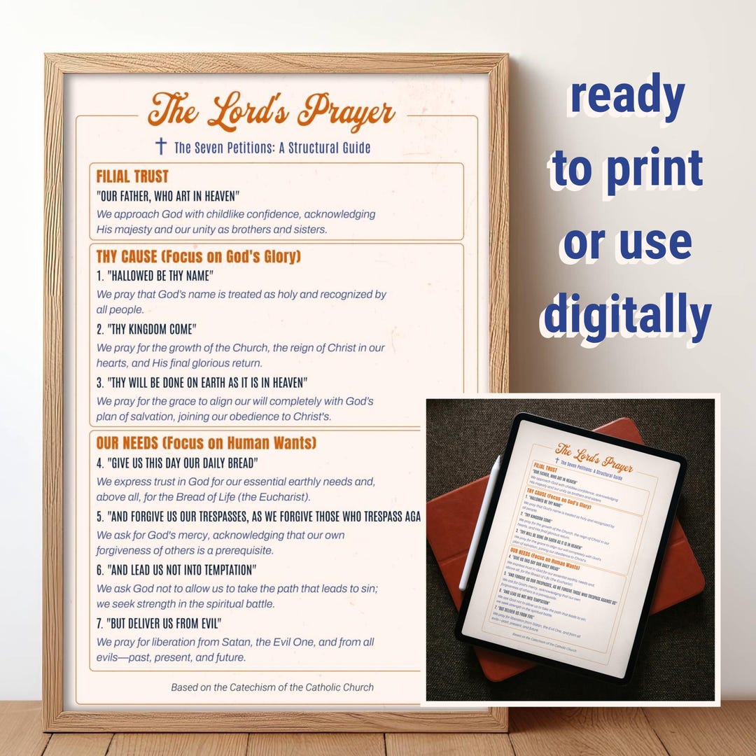 The Lord's Prayer Guide Poster: Seven Petitions of Our Father Chart ...