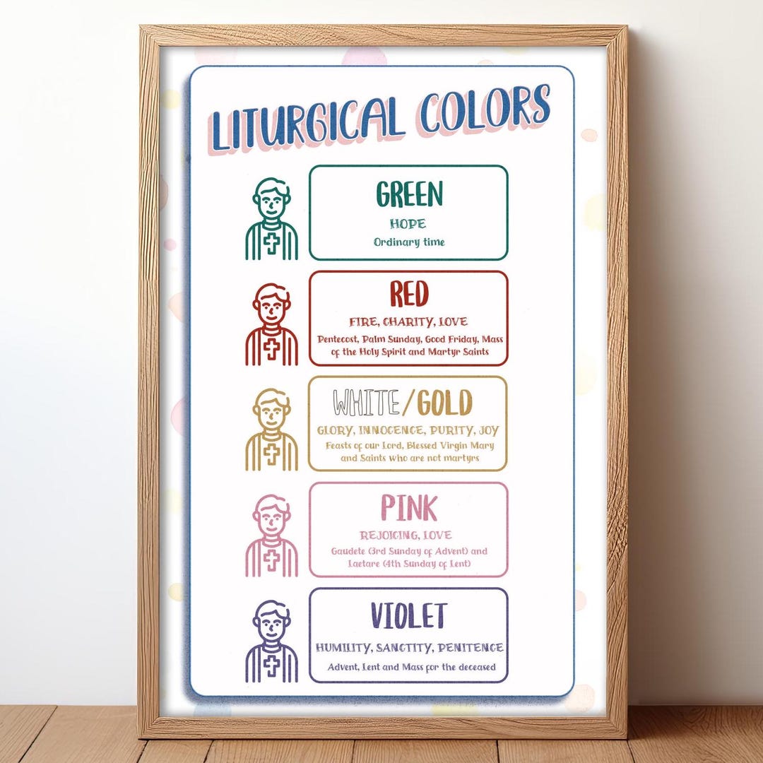 Catholic Liturgical Colors Info Graphic Poster for Kids, Christian ...
