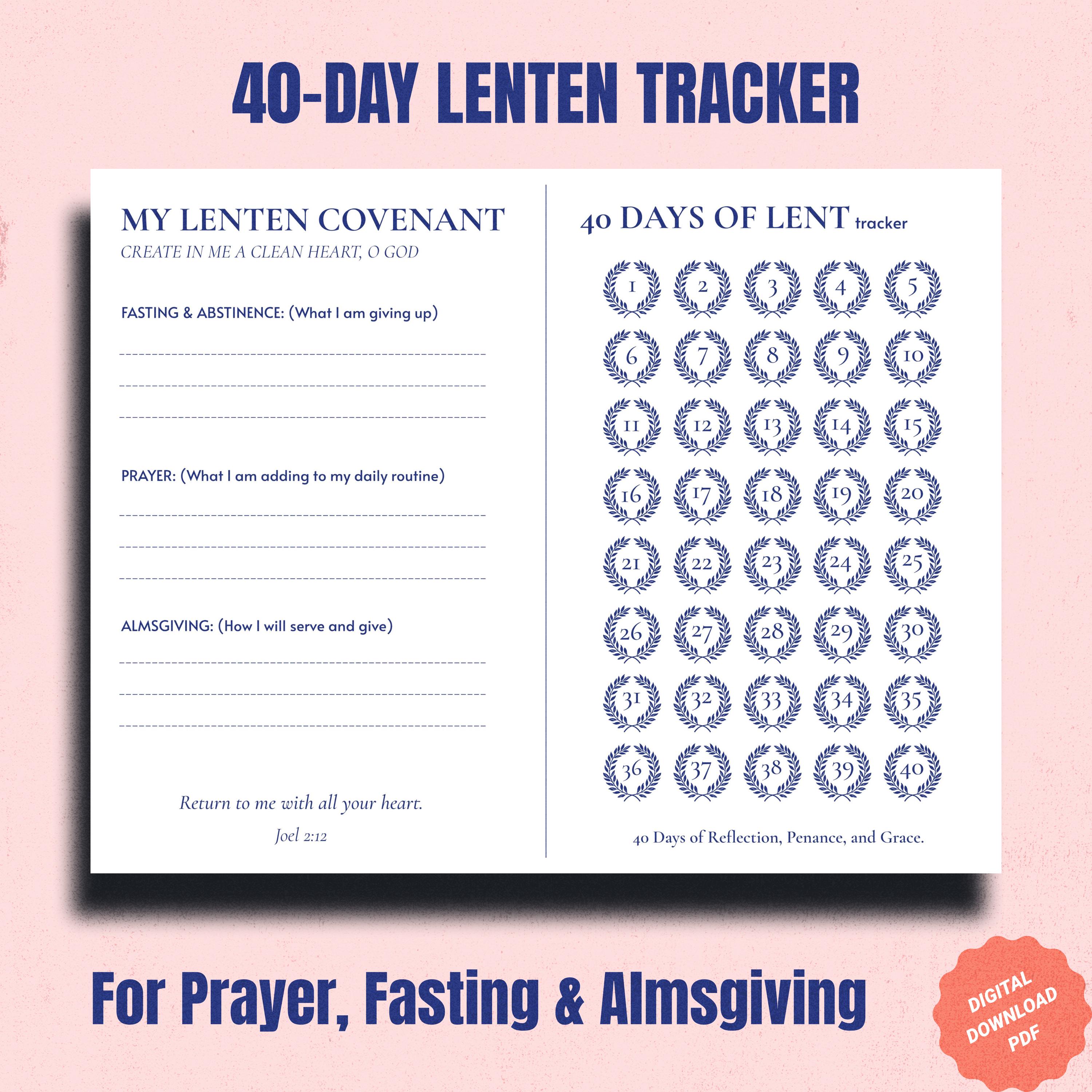 Lenten 40 Day Tracker Printable: Catholic Lent Prayer & Fasting Journal ...