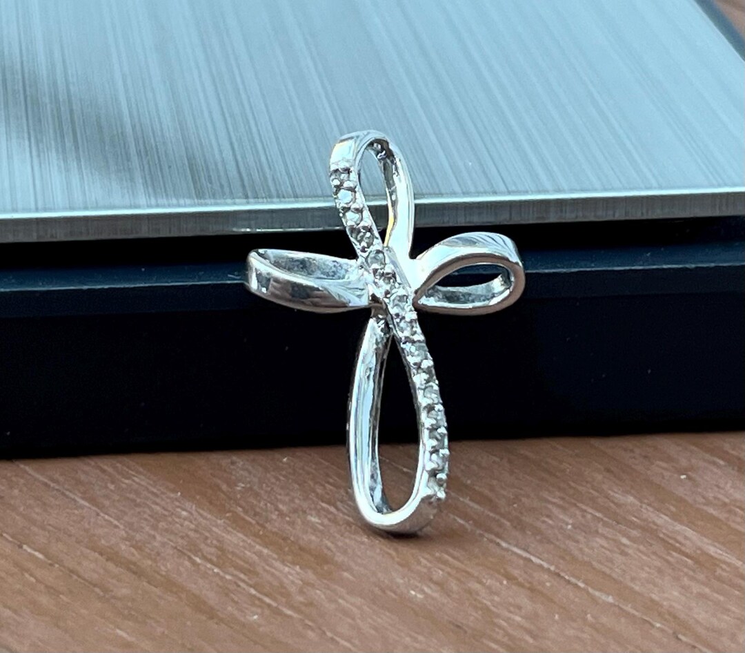 925 Diamond Accent Infinity Christian Cross Fine Pendant - Etsy