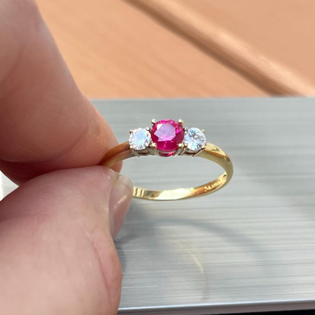 925 Stauer Vermeil Gold on Sterling Silver Pink Center Dainty Vintage ...