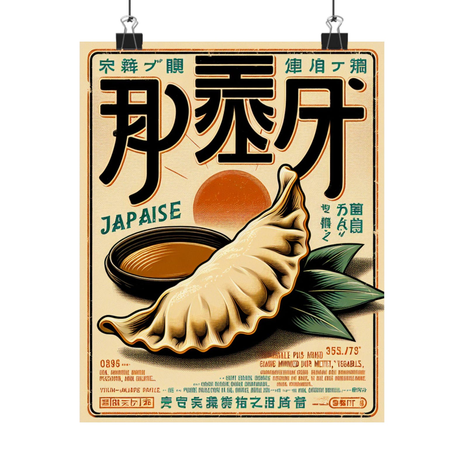 Vintage Dumpling Poster Art, Asian Kitchen Decor, Foodie Gift, Japanese ...