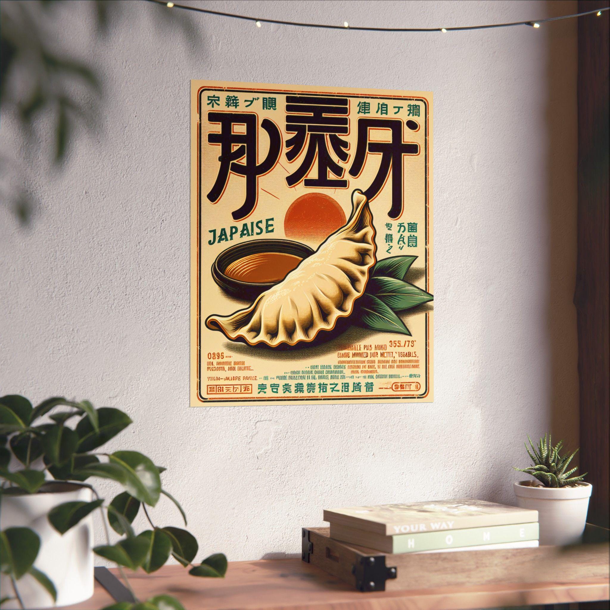 Vintage Dumpling Poster Art, Asian Kitchen Decor, Foodie Gift, Japanese ...