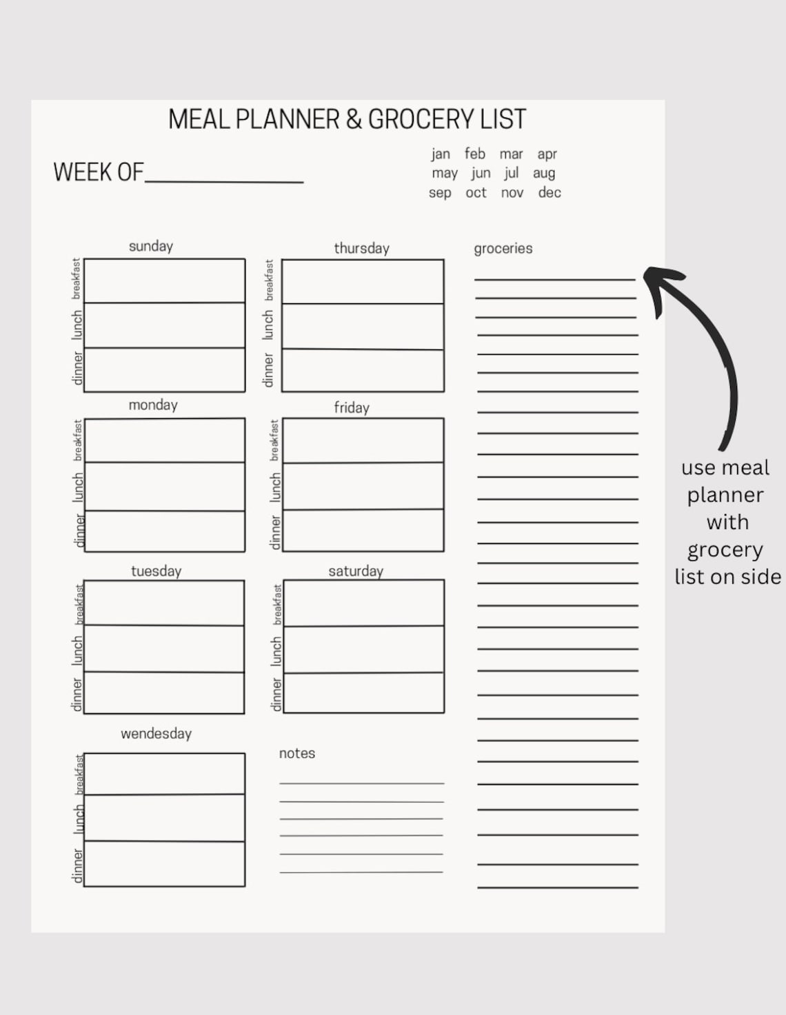Meal Prep & Grocery List Template I Complete Set of Meal Prep Guide and ...