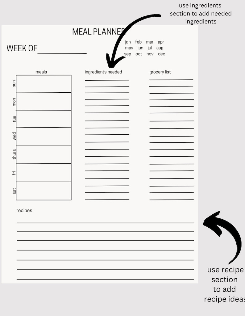 Meal Prep & Grocery List Template I Complete Set of Meal Prep Guide and ...