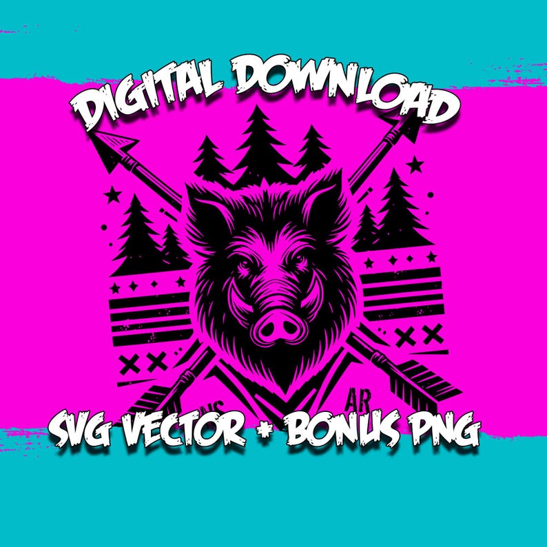 Wild Boar Hog Head Crossing Arrows, SVG, Transparent PNG, Cricut ...