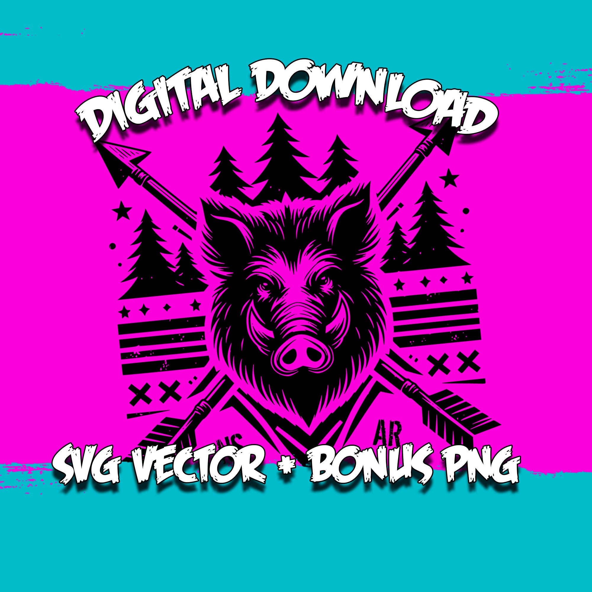 Wild Boar Hog Head Crossing Arrows, SVG, Transparent PNG, Cricut ...