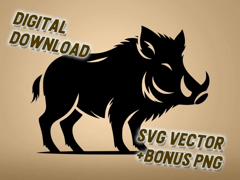 Vector SVG Wild Boar Digital Download File, Bonus Transparent PNG ...