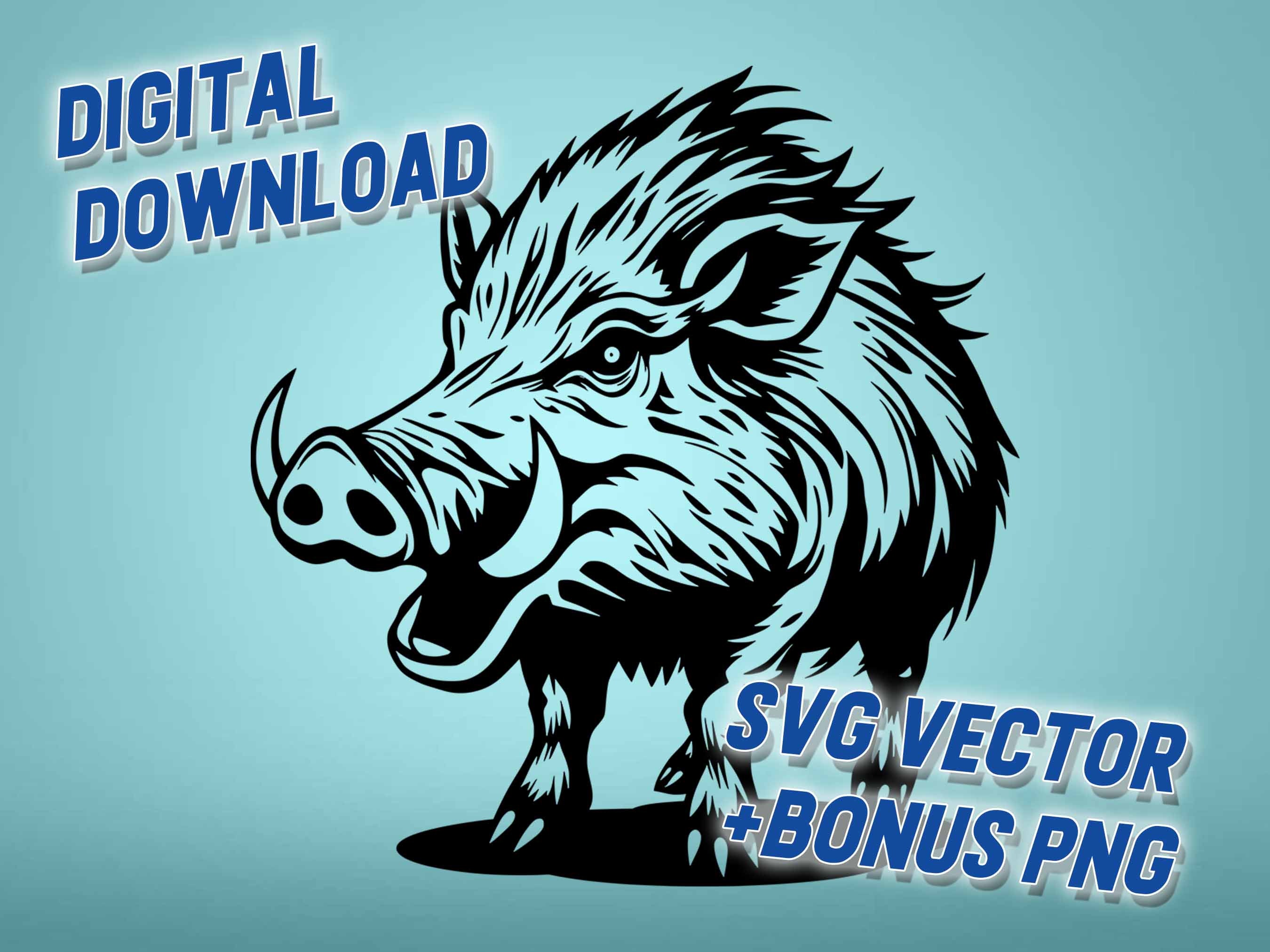 Wild Boar SVG Digital Download File, Bonus Transparent PNG, Cricut ...