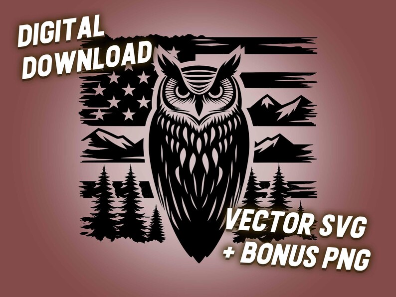 United States Owl Flag SVG Version Digital Download File, Transparent ...