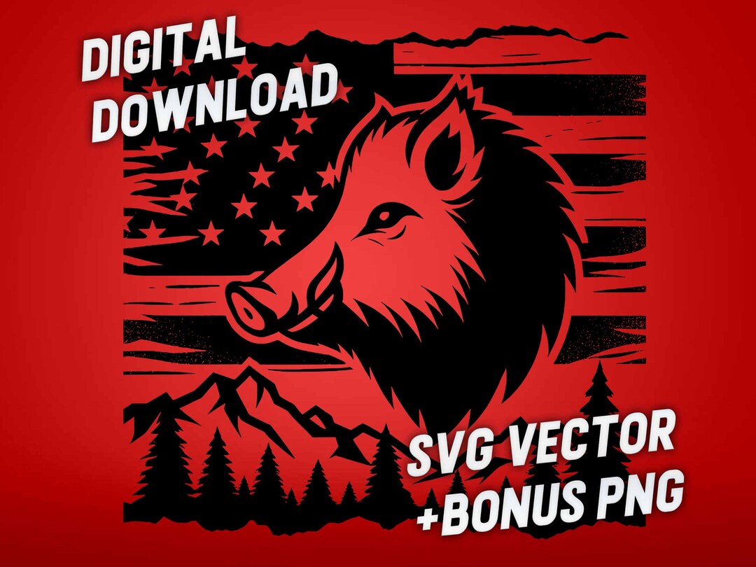 Wild Boar US Flag SVG: Laser Cut File, Vinyl Decal (digital Download ...