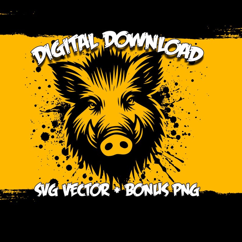 Wild Boar Splatter Hog Head SVG Digital Download File, Transparent PNG ...