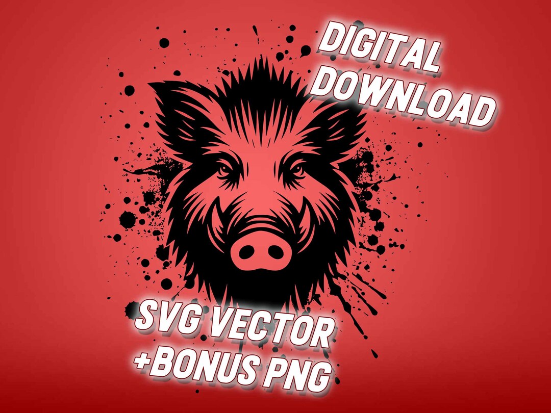Wild Boar Splatter Hog Head SVG Digital Download File, Transparent PNG ...