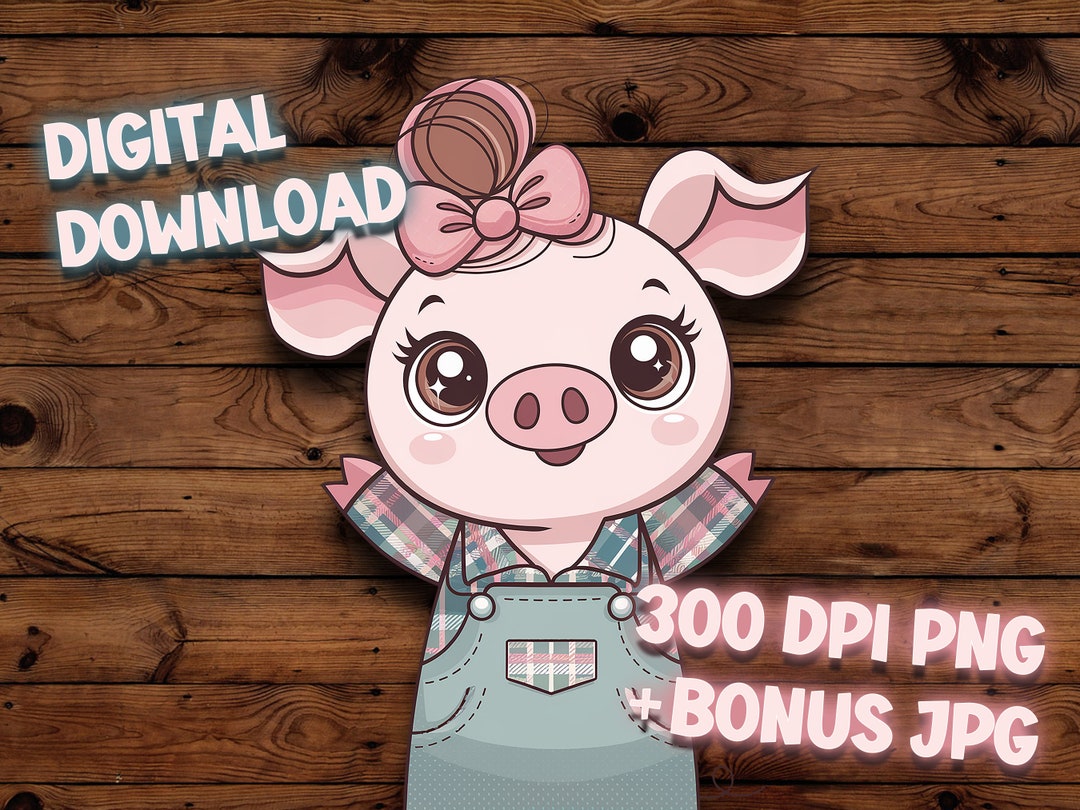 Cute Animated Southern Pigette Character, Illustration, High Res JPG ...