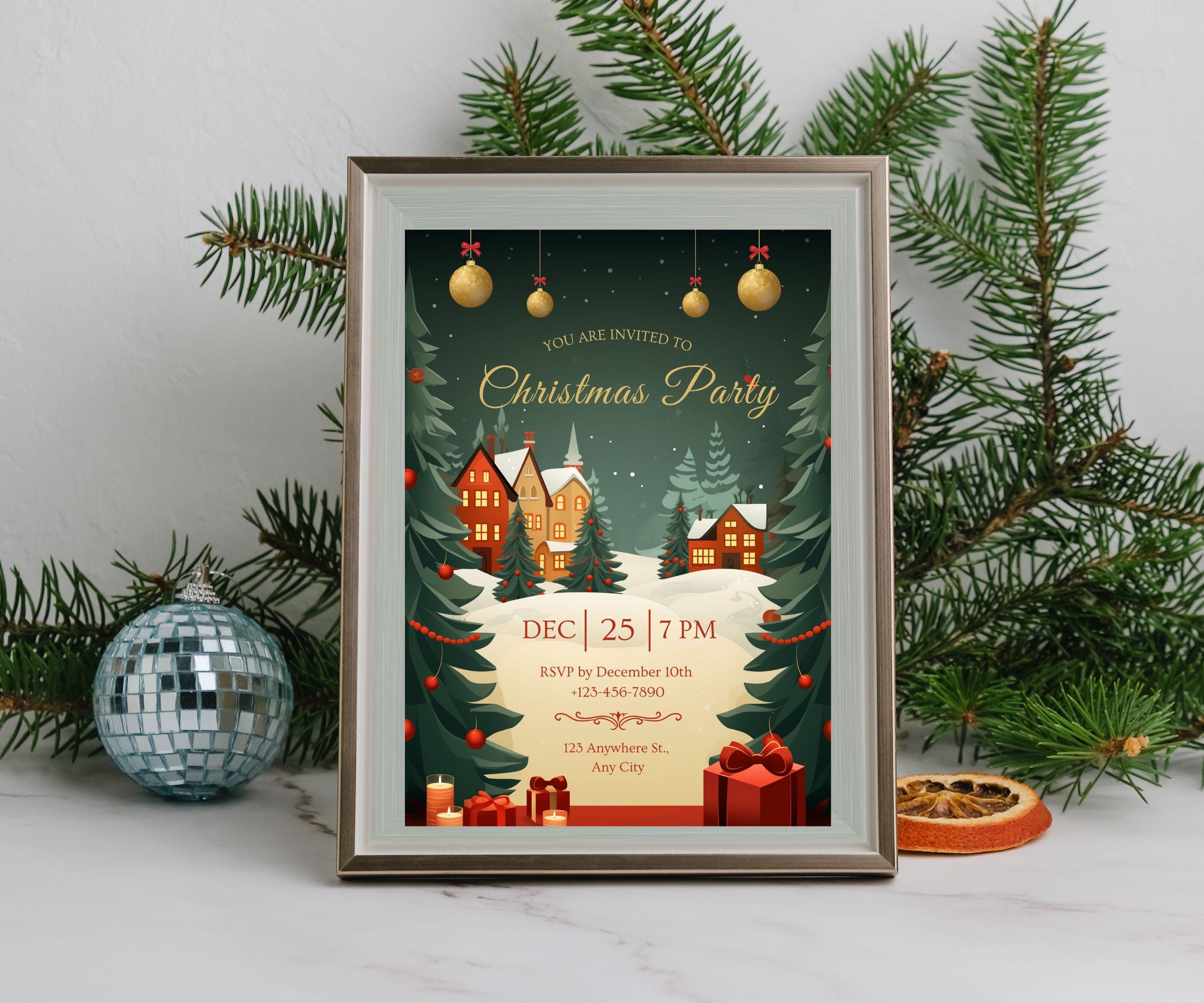 Festive Christmas Party Invitation | Elegant Holiday Celebration Poster ...