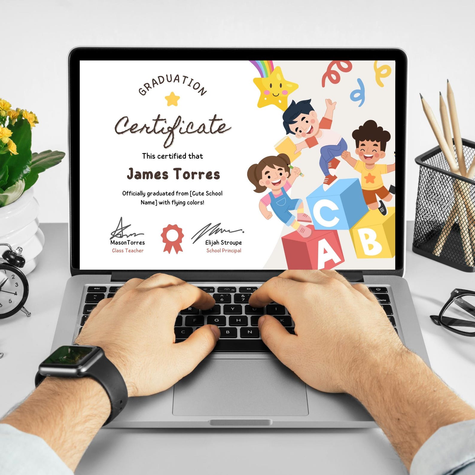 Cute Kindergarten Graduation Certificate Printable Diploma Preschool ...