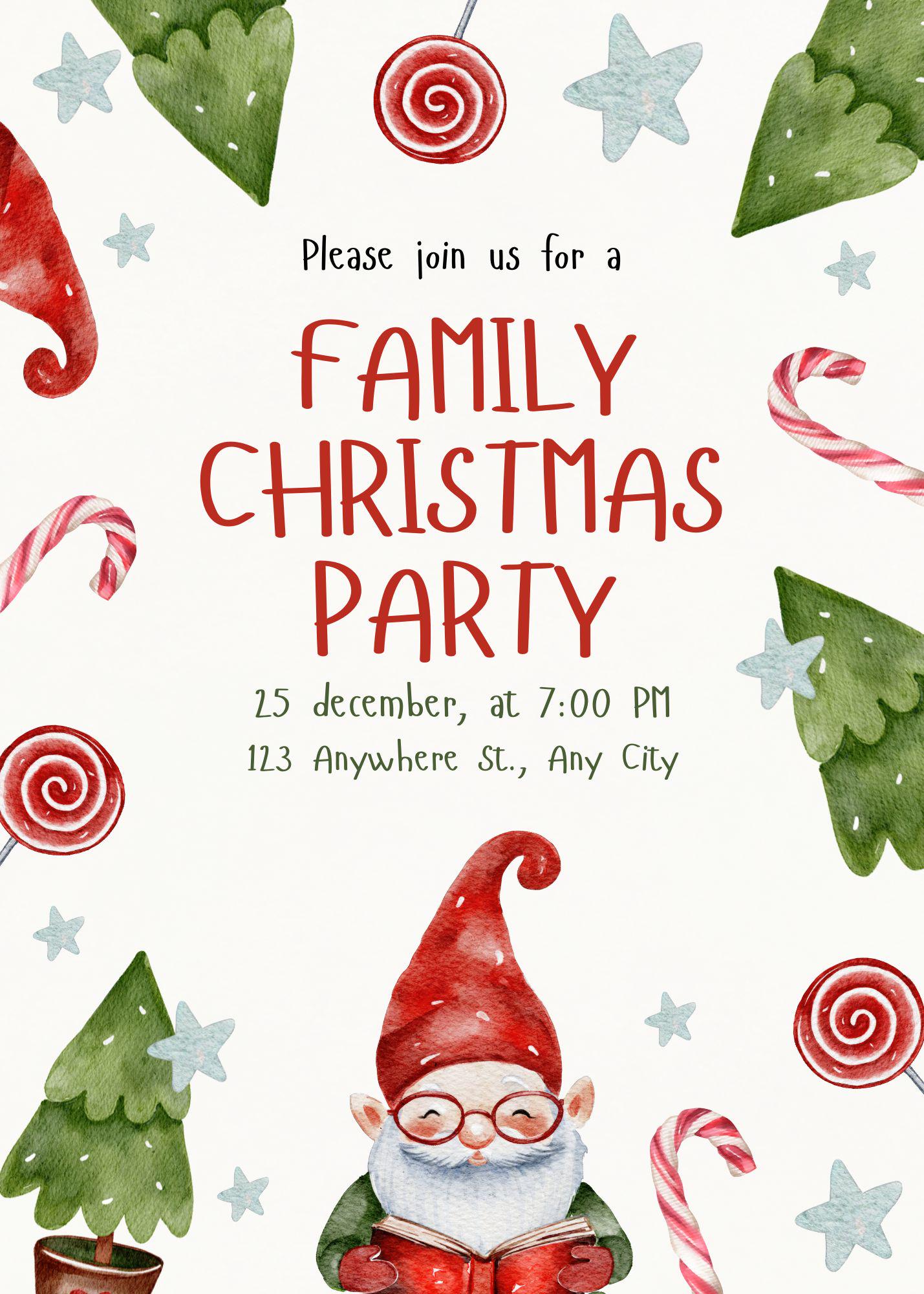 Illustrated Family Christmas Party Invitation Christmas ,family ...